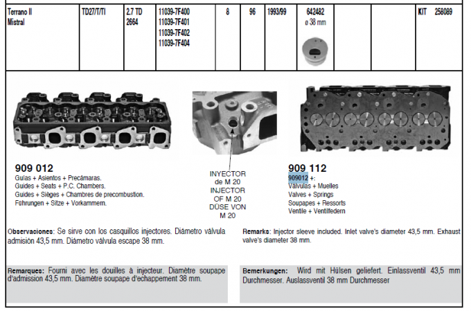NISSAN TD27 Terrano Complete Cylinder Head With Injector Diameter - 20MM